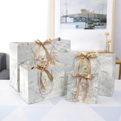 China Offset Printing White Marble Art Paper Shopping Bag CMYK Color for sale