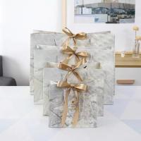 China Offset Printing White Marble Art Paper Shopping Bag CMYK Color for sale