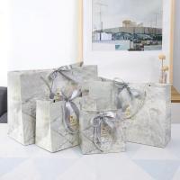 China Offset Printing White Marble Art Paper Shopping Bag CMYK Color for sale