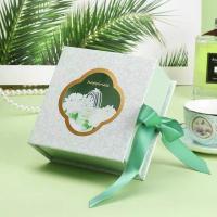 China Green Folded Book Carboard Boxes With Ribbon Transparent Window For Perfume Gift Packaging for sale