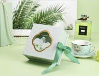 China Green Folded Book Carboard Boxes With Ribbon Transparent Window For Perfume Gift Packaging for sale