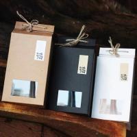 China Kraft Black Paper E Flute Corrugated Box With Handle Transparent Window Fruit Gift Packaging for sale