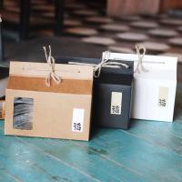 China Kraft Black Paper E Flute Corrugated Box With Handle Transparent Window Fruit Gift Packaging for sale