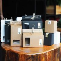 China Kraft Black Paper E Flute Corrugated Box With Handle Transparent Window Fruit Gift Packaging for sale