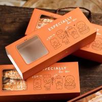 China Orange Art Paper Foldable Gift Boxes With Ribbon Paper Inserter  For Food Packaging for sale