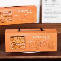 China Orange Art Paper Foldable Gift Boxes With Ribbon Paper Inserter  For Food Packaging for sale