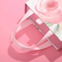 China Pink Art Paper Paperboard Gift Boxes With Ribbon Handle For Jewelry Packaging for sale