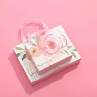 China Pink Art Paper Paperboard Gift Boxes With Ribbon Handle For Jewelry Packaging for sale