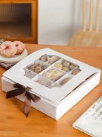 China White Coated Paper Foldable Gift Boxes With Ribbon Plastic Window Food Packaging for sale