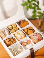 China White Coated Paper Foldable Gift Boxes With Ribbon Plastic Window Food Packaging for sale