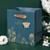 China Deeply Green Coated Printed Paper Shopping Bag For Gift Packaging Eco Friendly for sale