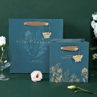 China Deeply Green Coated Printed Paper Shopping Bag For Gift Packaging Eco Friendly for sale