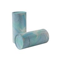 China Blue Art Paper Paperboard Gift Boxes Rolled Edge Round Cylinder For Lipstick Packaging for sale