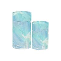 China Blue Art Paper Paperboard Gift Boxes Rolled Edge Round Cylinder For Lipstick Packaging for sale