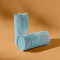 China Blue Art Paper Paperboard Gift Boxes Rolled Edge Round Cylinder For Lipstick Packaging for sale