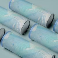 China Blue Art Paper Paperboard Gift Boxes Rolled Edge Round Cylinder For Lipstick Packaging for sale