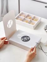 China White Coated Paper Foldable Gift Boxes With Ribbon Handle Recyclable for sale