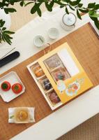 China Yellow Coated Paper Foldable Gift Boxes With Ribbon Paper Inserter For Food Packaging for sale