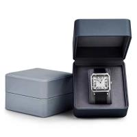 China Black Color PU Leather Paperboard Gift Boxes With Foam Inserter Jewelry Packaging for sale