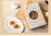 China Golden Color Caoted Paper Foldable Gift Boxes WIth yohuhufuWith Ribbon Window For Mooncake Food Packaging for sale