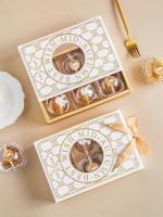 China Golden Color Caoted Paper Foldable Gift Boxes WIth yohuhufuWith Ribbon Window For Mooncake Food Packaging for sale