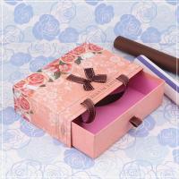 China Pink Art Paper Paperboard Gift Boxes With Ribbon Handle drawer box shape For Jelwelry Packaging for sale