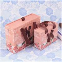China Pink Art Paper Paperboard Gift Boxes With Ribbon Handle drawer box shape For Jelwelry Packaging for sale