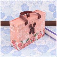 China Pink Art Paper Paperboard Gift Boxes With Ribbon Handle drawer box shape For Jelwelry Packaging for sale