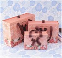 China Pink Art Paper Paperboard Gift Boxes With Ribbon Handle drawer box shape For Jelwelry Packaging for sale