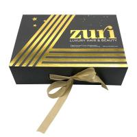 China Handmade Black Magnetic Closure Gift Box Magnetic Ribbon Gift Box Matt Black for sale