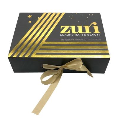China Handmade Black Magnetic Closure Gift Box Magnetic Ribbon Gift Box Matt Black for sale