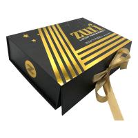 China Handmade Black Magnetic Closure Gift Box Magnetic Ribbon Gift Box Matt Black for sale