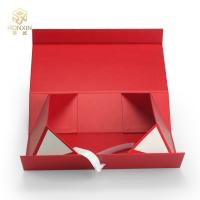China Red Paperboard Foldable Gift Boxes With Ribbon Gift Packaging for sale