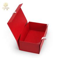 China Red Paperboard Foldable Gift Boxes With Ribbon Gift Packaging for sale