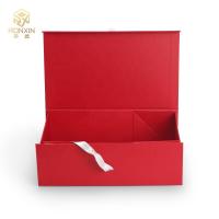 China Red Paperboard Foldable Gift Boxes With Ribbon Gift Packaging for sale