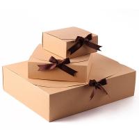 China OEM Welcome Rigid Foldable Gift Boxes With Ribbon , Flat Pack Cardboard Boxes for sale