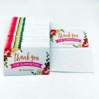 China Rectangle 5'' Pink And Gold Thank You Cards , Thank You Bussiness Cards for sale