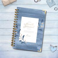 China Blue Colorful Hardcover Lined Notebook , Spiral Bound Scrapbook With Hot Stamping Logo for sale