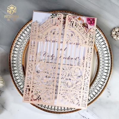 China Romantic Elegant Laser Cut Wedding Cards Muitl Color Choices For Party for sale