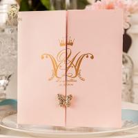 China 15cm Rose Gold Laser Cut Wedding Invitations for sale