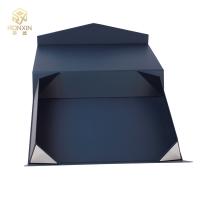 China Rectangle Foldable Magnetic Flap Gift Box , Book Style Box Dark Blue for sale