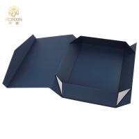 China Rectangle Foldable Magnetic Flap Gift Box , Book Style Box Dark Blue for sale