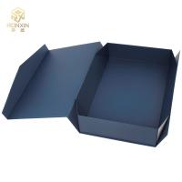 China Rectangle Foldable Magnetic Flap Gift Box , Book Style Box Dark Blue for sale