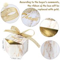 China White Hexagonal Foldable Gift Boxes With Ribbon For Sweet Candy for sale