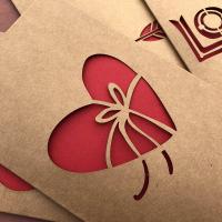 China 10cm Kraft Paper Laser Cut Wedding Cards Red For Wedding Party for sale