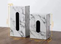 China 250mm Length Marble Like Leather Tissue Boxes With Print Logo for sale