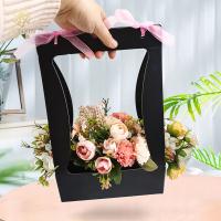 China Black Foldable Bouquet Packaging Boxes , Bouquet Cardboard Box Elegant for sale
