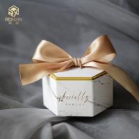 China Recyclable White Hexagon Box Packaging Hot Stamping Logo With Ribbon for sale