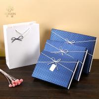 China CMYK Navy Blue Foldable Cardboard Gift Boxes With Ribbon Fashionable for sale
