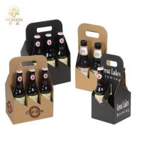 China Portable 6 Bottle Carrier Cardboard With Handle Kraft Paper for sale